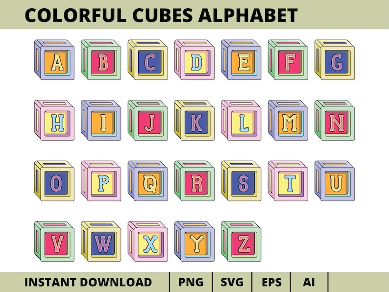 Colorful Baby Blocks Alphabet Clipart, Toy Blocks Alphabet Vector Png ...