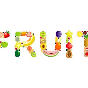 Fruit Alphabet Clipart, Fresh Fruit Alphabet Vector Png Svg Eps Ai ...