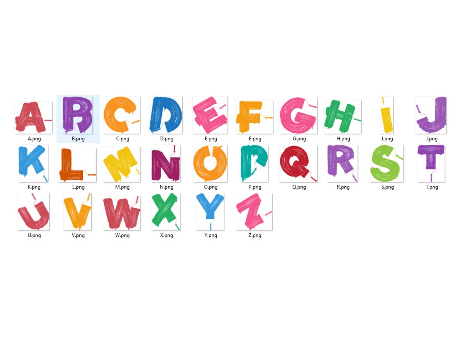 Colored Paint Brush Alphabet Clipart, Paint Brush Alphabet Vector Png ...