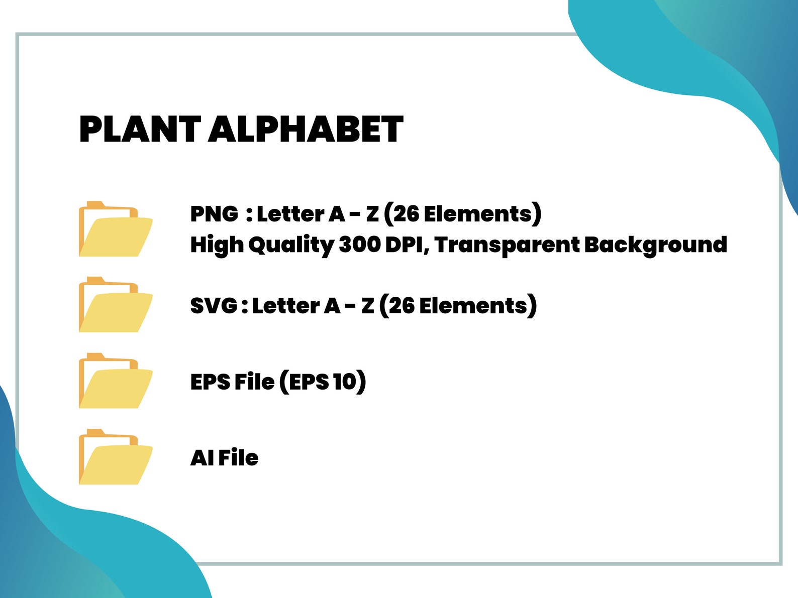 Plant Alphabet Clipart, Botanical Alphabet Vector Png Svg Eps Ai ...