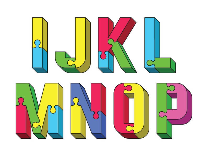 Puzzle Alphabet Clipart, Jigsaw Alphabet Vector Png Svg Eps Ai, 3D ...