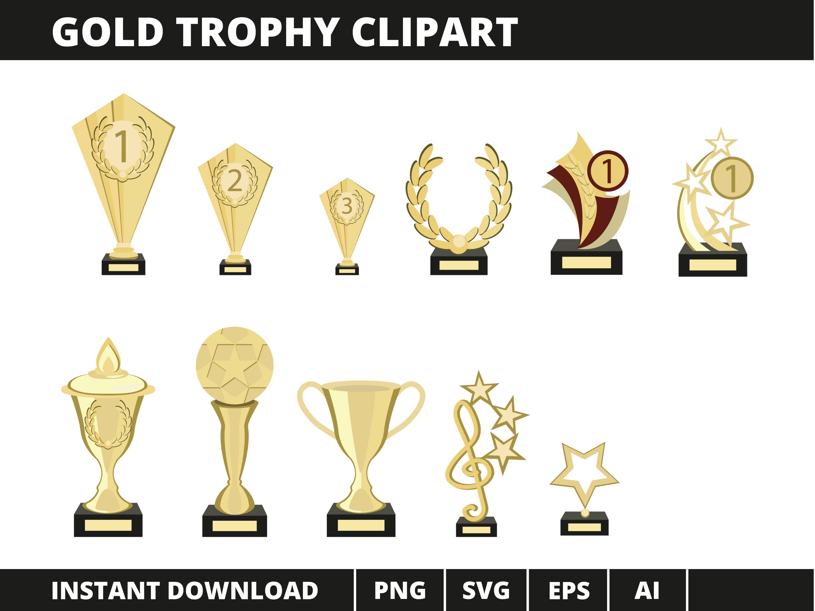 Gold Trophy Clipart, Medal Vector Png Svg Eps Ai, Award Clipart ...