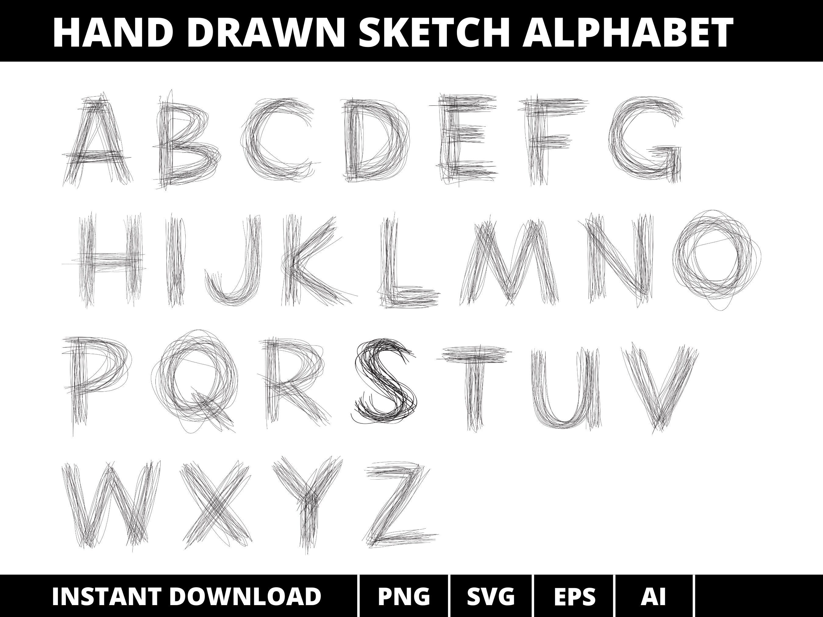 Hand Drawn Sketch Alphabet Clipart Sketch Alphabet Vector Png - Etsy