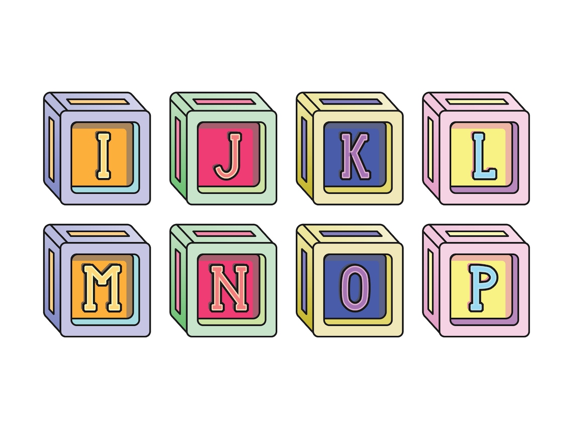 Colorful Baby Blocks Alphabet Clipart, Toy Blocks Alphabet Vector Png ...