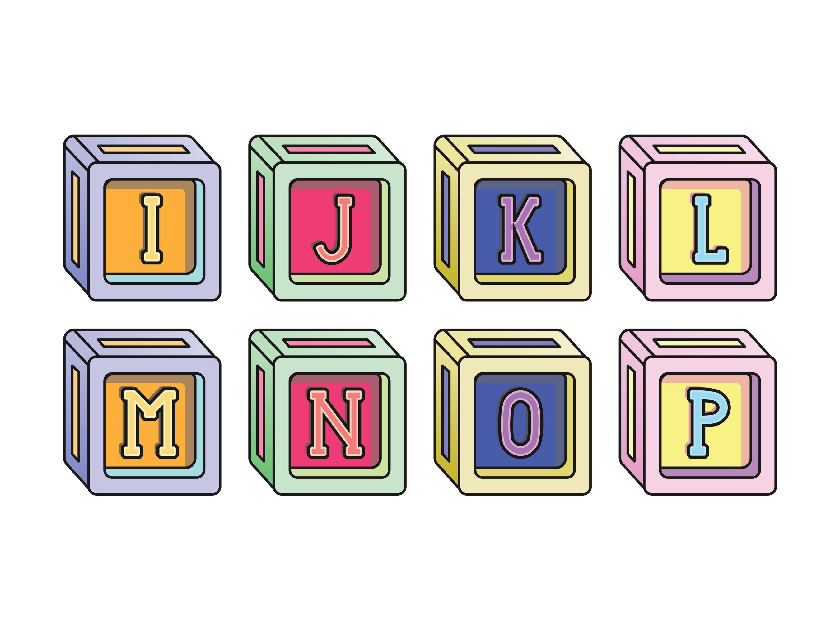Colorful Baby Blocks Alphabet Clipart, Toy Blocks Alphabet Vector Png ...