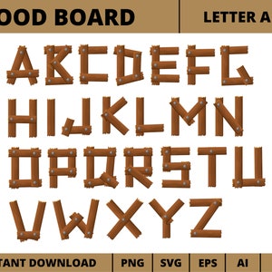 Wood Board Alphabet Clipart, Wood Alphabet Vector Png Svg Eps Ai, Wood ...