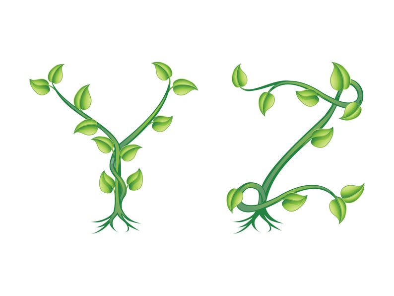 Plant Alphabet Clipart, Botanical Alphabet Vector Png Svg Eps Ai ...