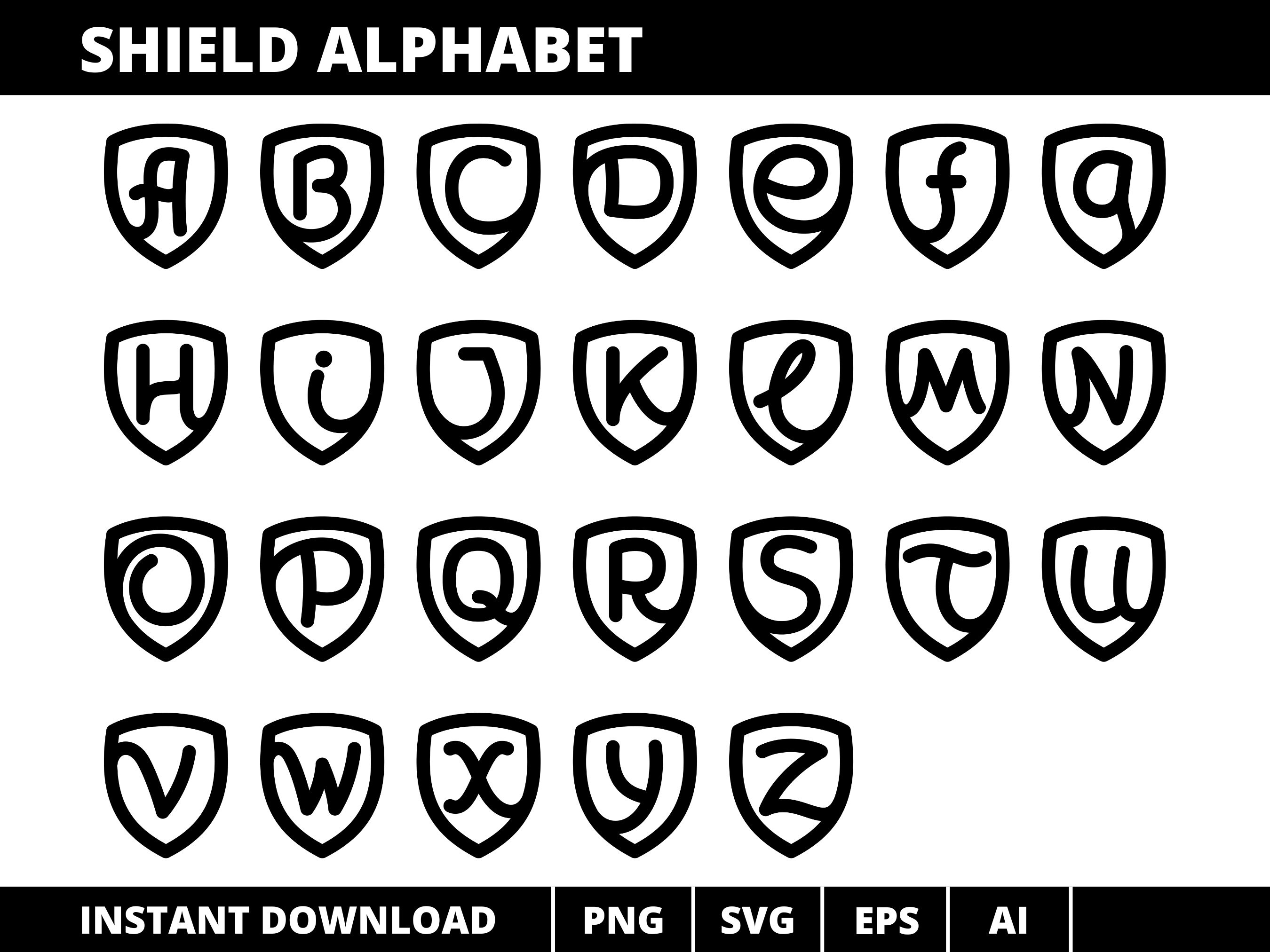 Shield Clipart Shield Alphabet Vector Png Svg Eps Ai Shield - Etsy