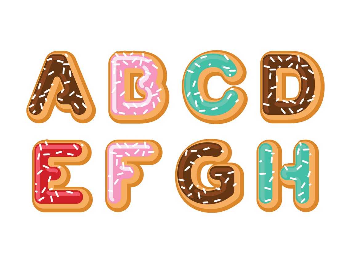 Donut Alphabet Clipart, Cookies Alphabet Vector Png Svg Eps Ai, Bakery ...