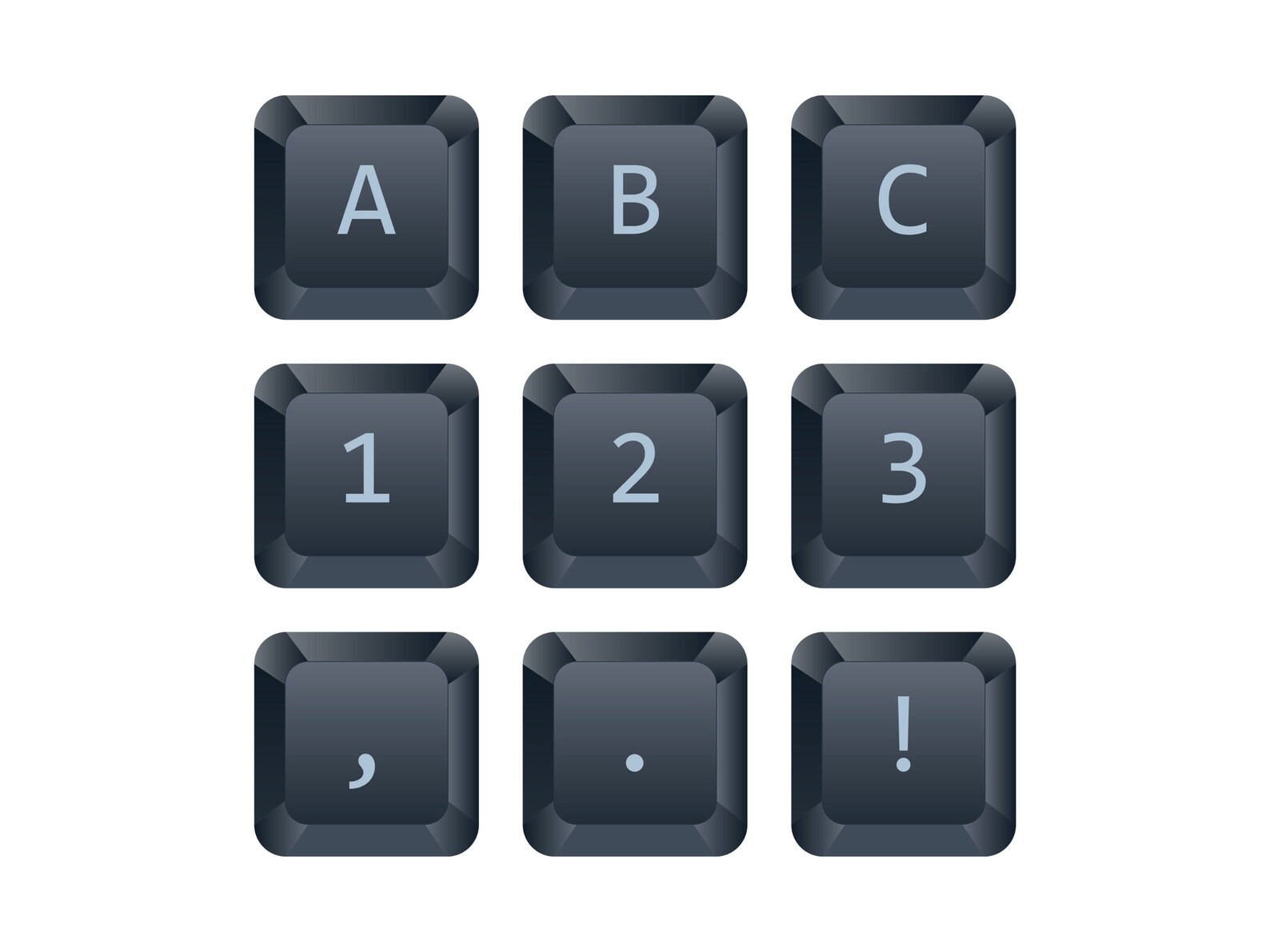 Black Keyboard Alphabet, Keycaps Alphabet Vector Png Svg Eps Ai, Key ...
