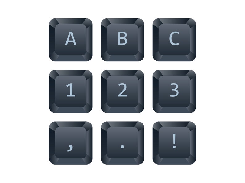 Black Keyboard Alphabet, Keycaps Alphabet Vector Png Svg Eps Ai, Key ...
