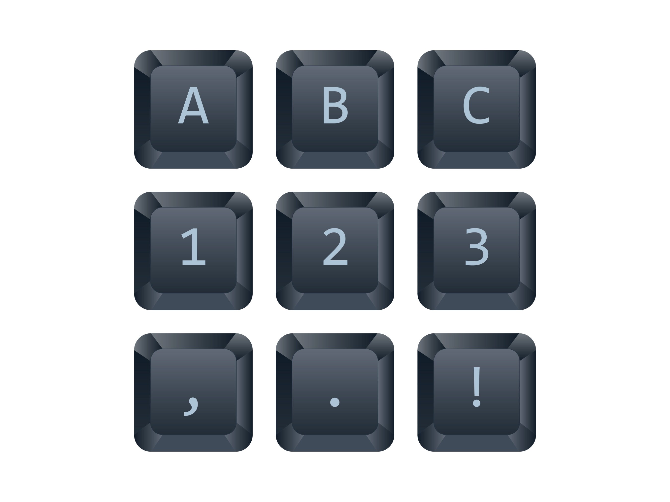 Black Keyboard Alphabet, Keycaps Alphabet Vector Png Svg Eps Ai, Key ...
