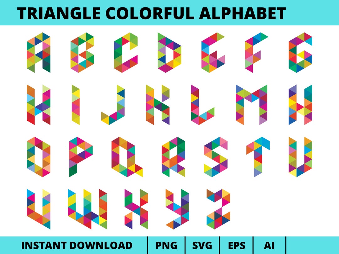 Triangle Colorful Alphabet Clipart, Geometric Alphabet Vector Png Svg Eps Ai, Colorful Alphabet ...