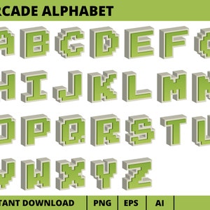 Arcade Alphabet Clipart, Pixel Alphabet Vector Png Eps Ai, Arcade Pixel ...