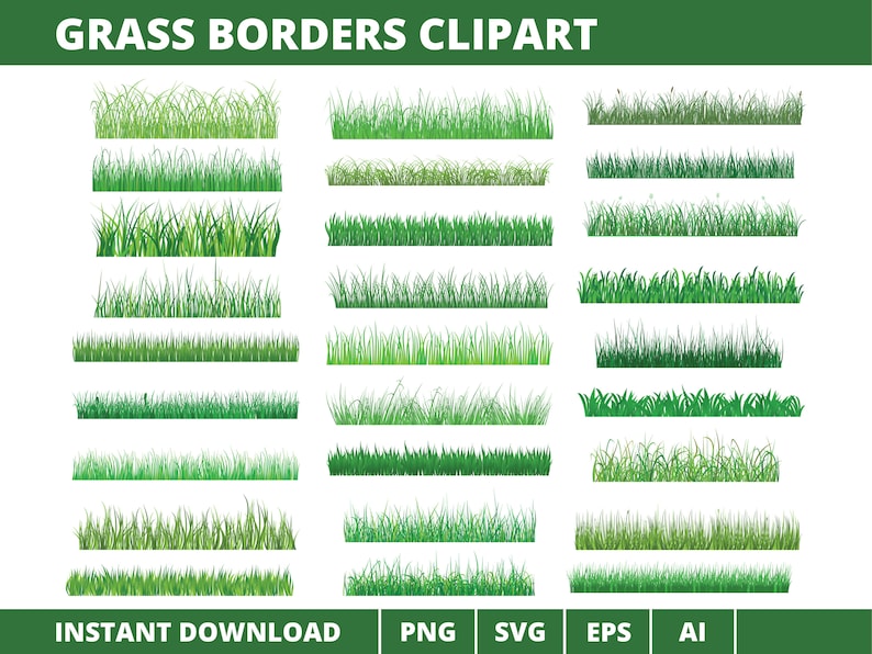 Grass Border Clipart, Bundle Grass Decoration, Field Decoration, Plant ...