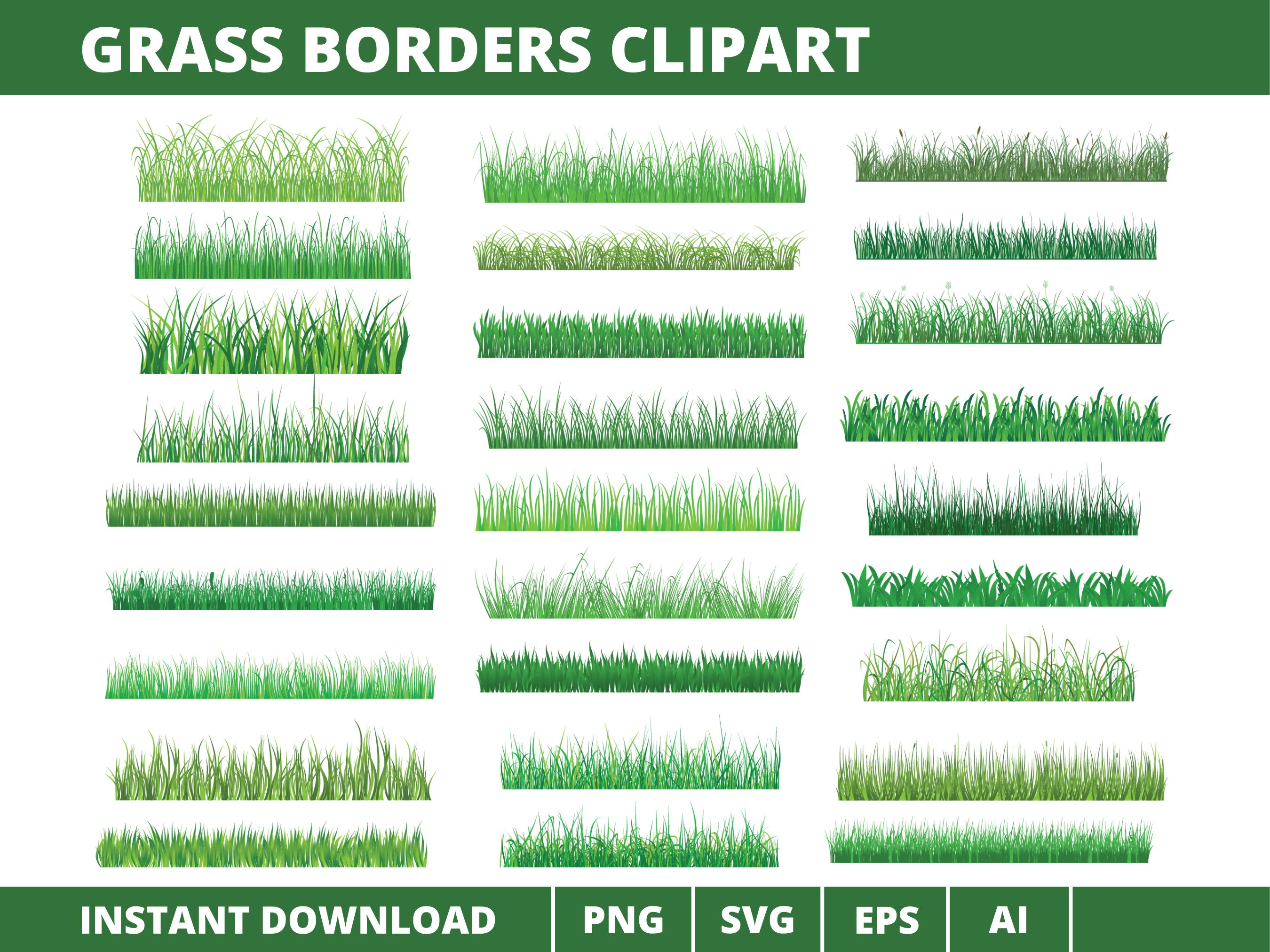 Grass Border Clipart, Bundle Grass Decoration, Field Decoration, Plant ...