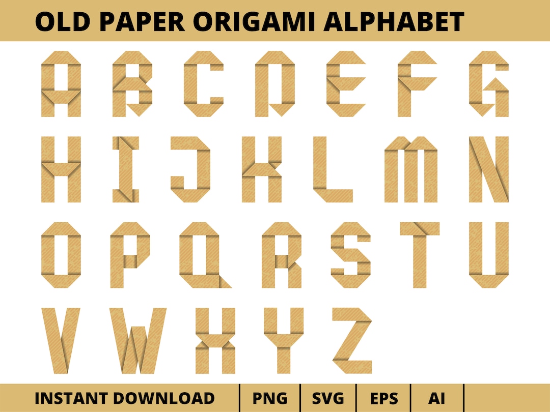 Old Paper Origami Alphabet Clipart, Folding Paper Alphabet Vector Png ...