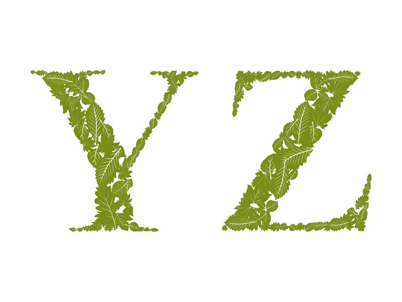 Green Leaves Alphabet Clipart, Leaf Alphabet Png Svg Eps Ai, Leaf Font ...