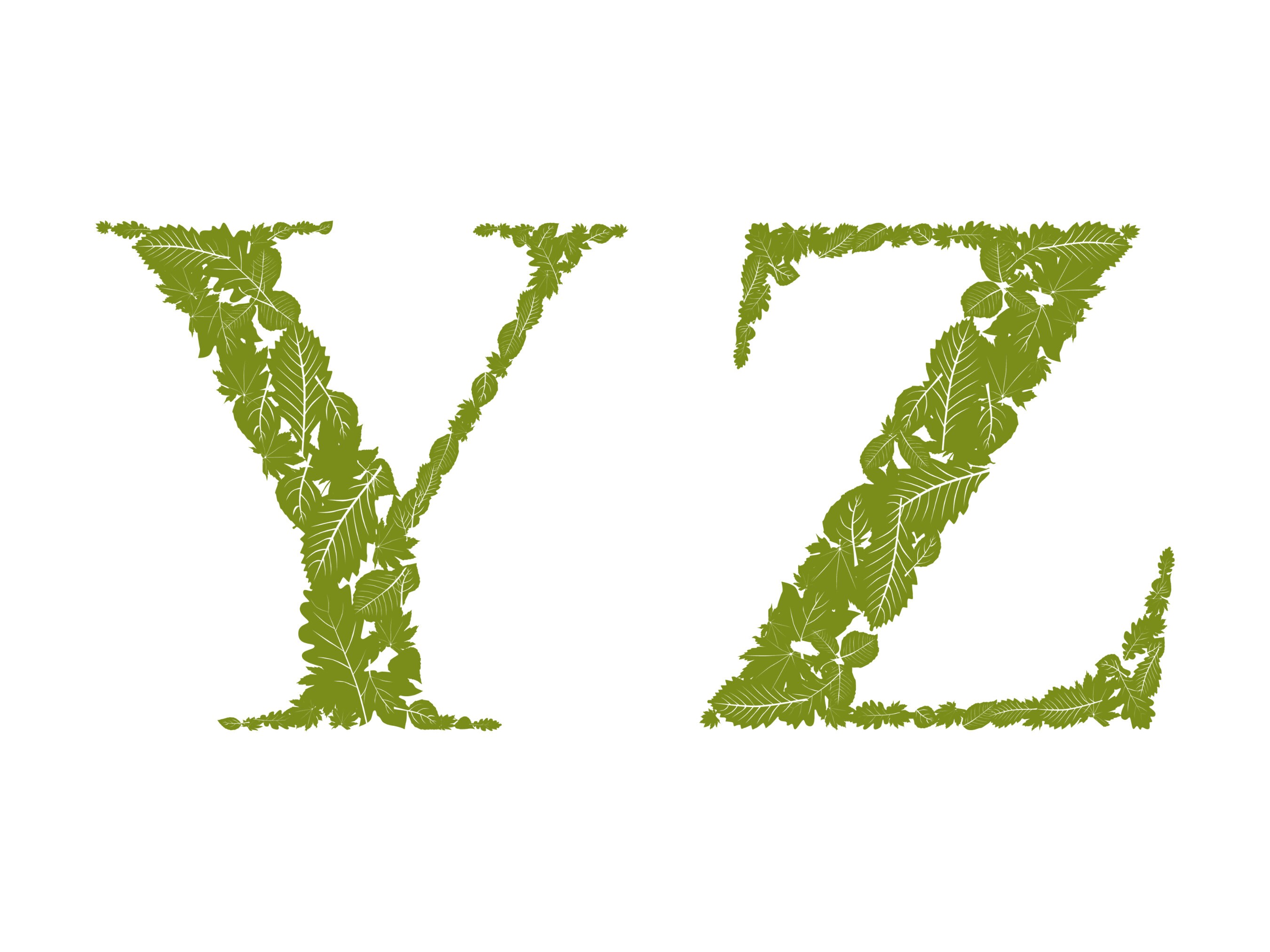 Green Leaves Alphabet Clipart, Leaf Alphabet Png Svg Eps Ai, Leaf Font ...