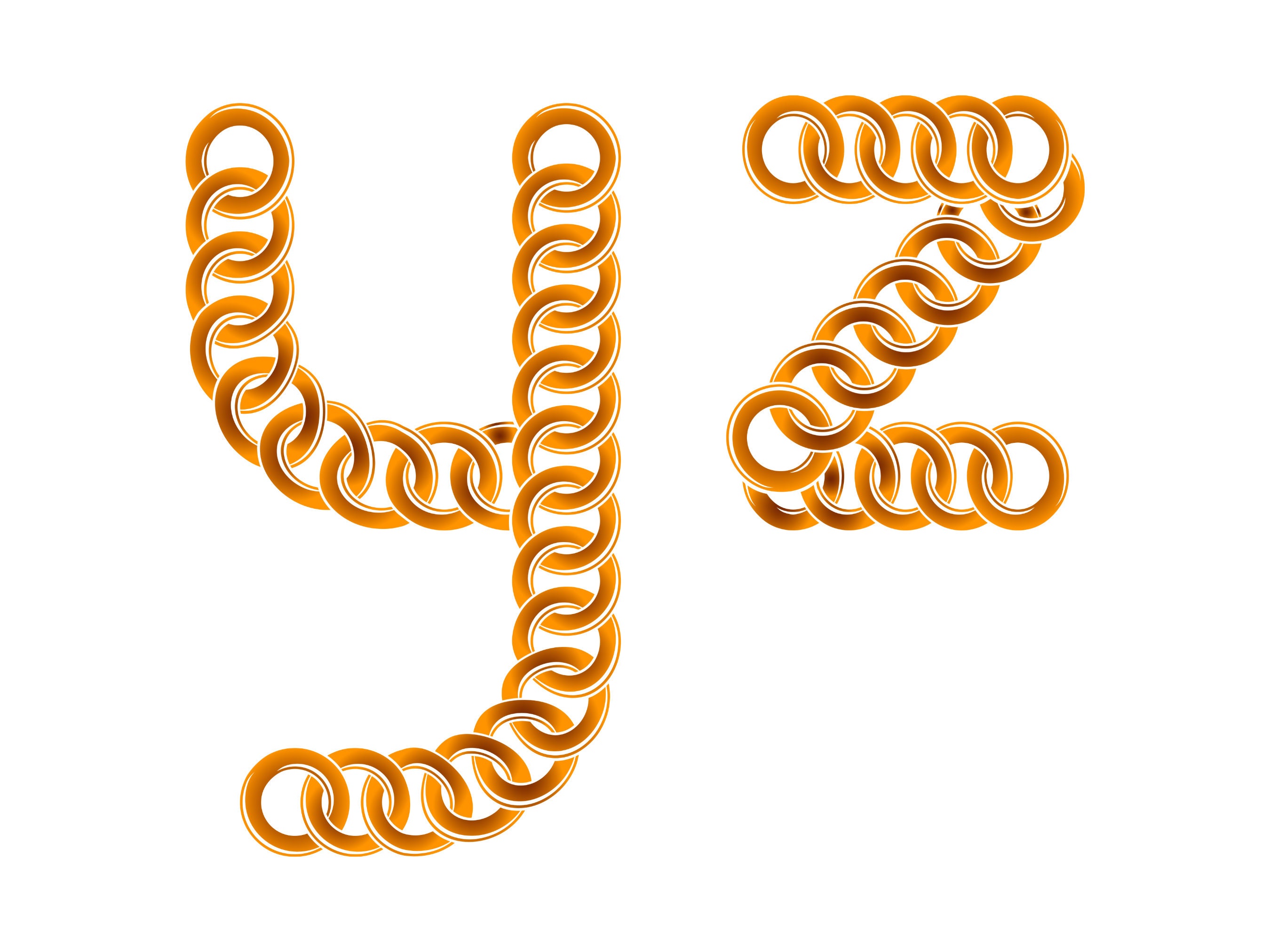 Gold Chain Alphabet Clipart Gold Chain Alphabet Vector Png - Etsy