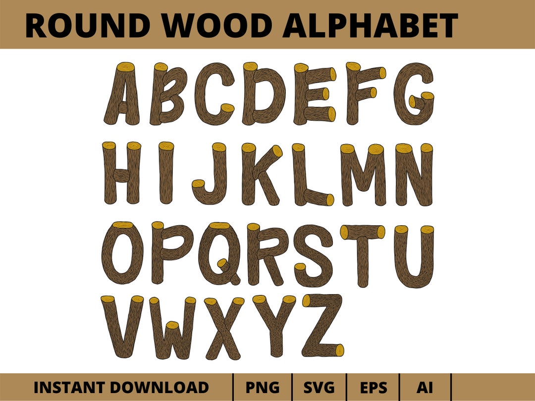 Round Wood Alphabet Clipart, Wood Alphabet Vector Png Svg Eps Ai, Wood ...