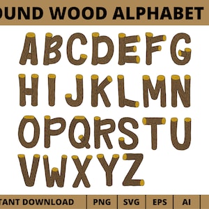 Round Wood Alphabet Clipart, Wood Alphabet Vector Png Svg Eps Ai, Wood ...