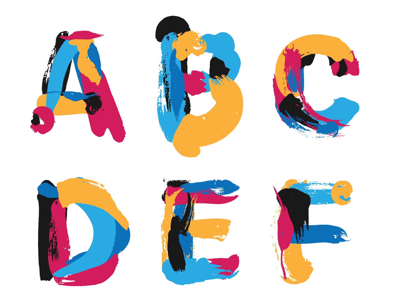 Paint Brush Alphabet Clipart, Water Color Brush Alphabet Vector Png Svg ...