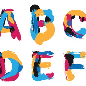 Paint Brush Alphabet Clipart, Water Color Brush Alphabet Vector Png Svg ...