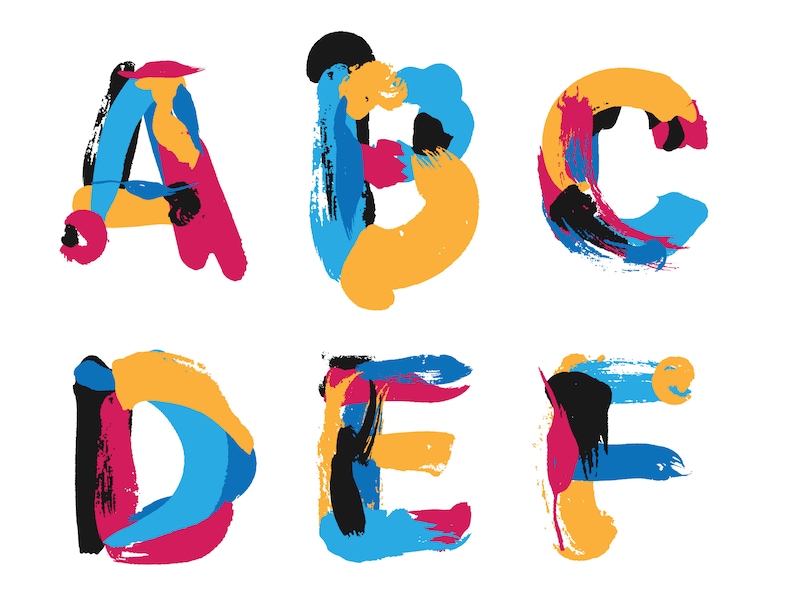 Paint Brush Alphabet Clipart, Water Color Brush Alphabet Vector Png Svg ...