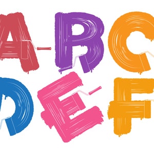 Colored Paint Brush Alphabet Clipart, Paint Brush Alphabet Vector Png ...
