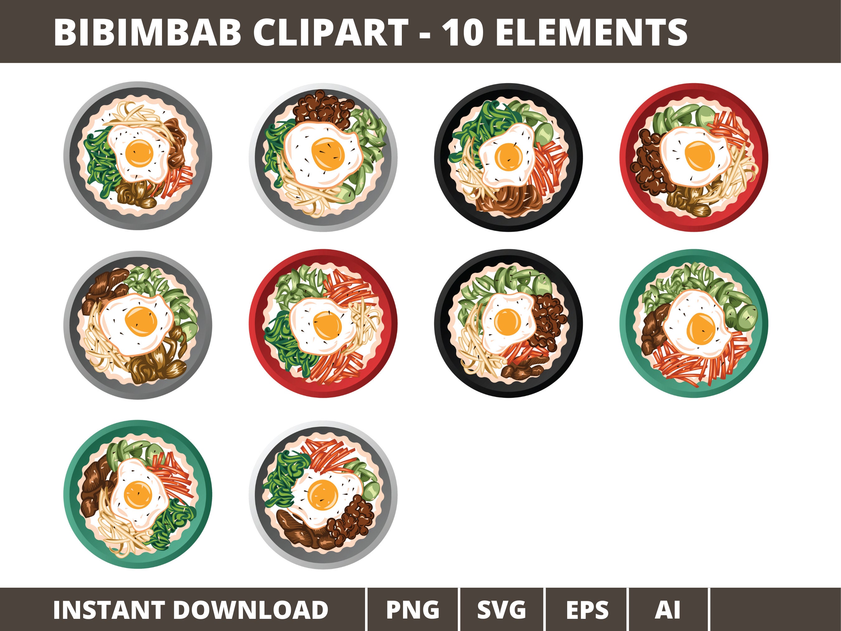 Bibimbab Clipart, Korean Food Vector Png Svg Eps Ai, Korean Food ...