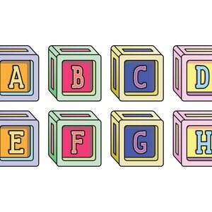 Colorful Baby Blocks Alphabet Clipart, Toy Blocks Alphabet Vector Png ...