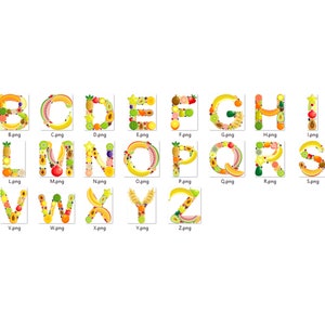 Fruit Alphabet Clipart, Fresh Fruit Alphabet Vector Png Svg Eps Ai ...