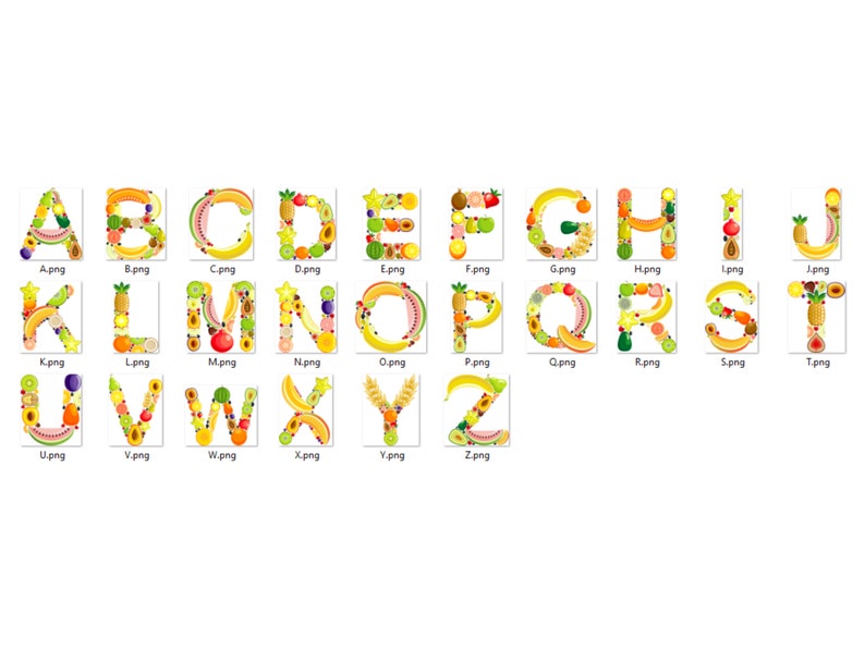 Fruit Alphabet Clipart, Fresh Fruit Alphabet Vector Png Svg Eps Ai ...