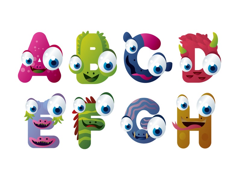 Funny Monster Alphabet Clipart, Cute Monster Alphabet Vector Png Svg ...
