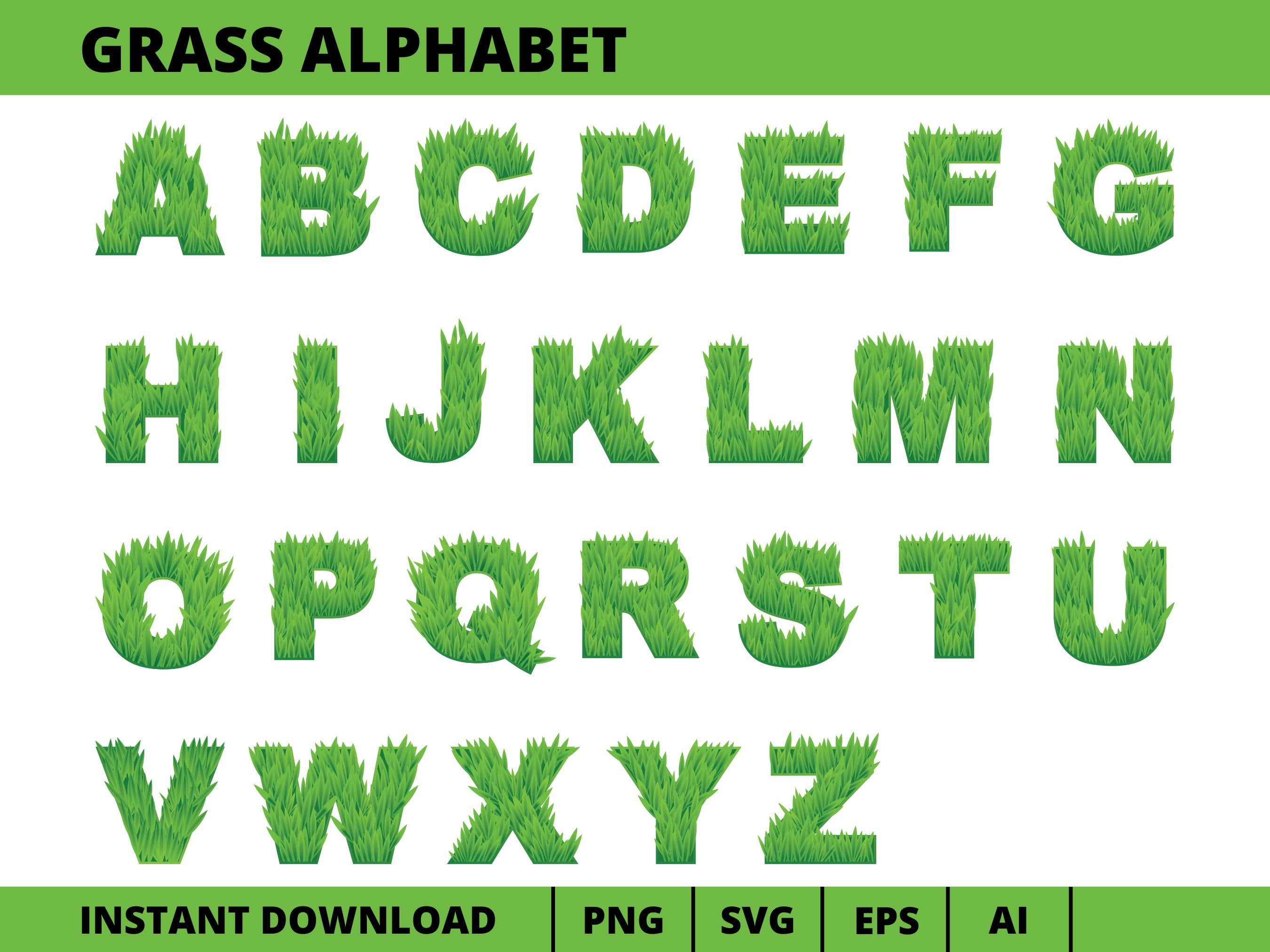 Grass Alphabet Clipart, Field Alphabet Png Svg Eps Ai, Plant Font ...