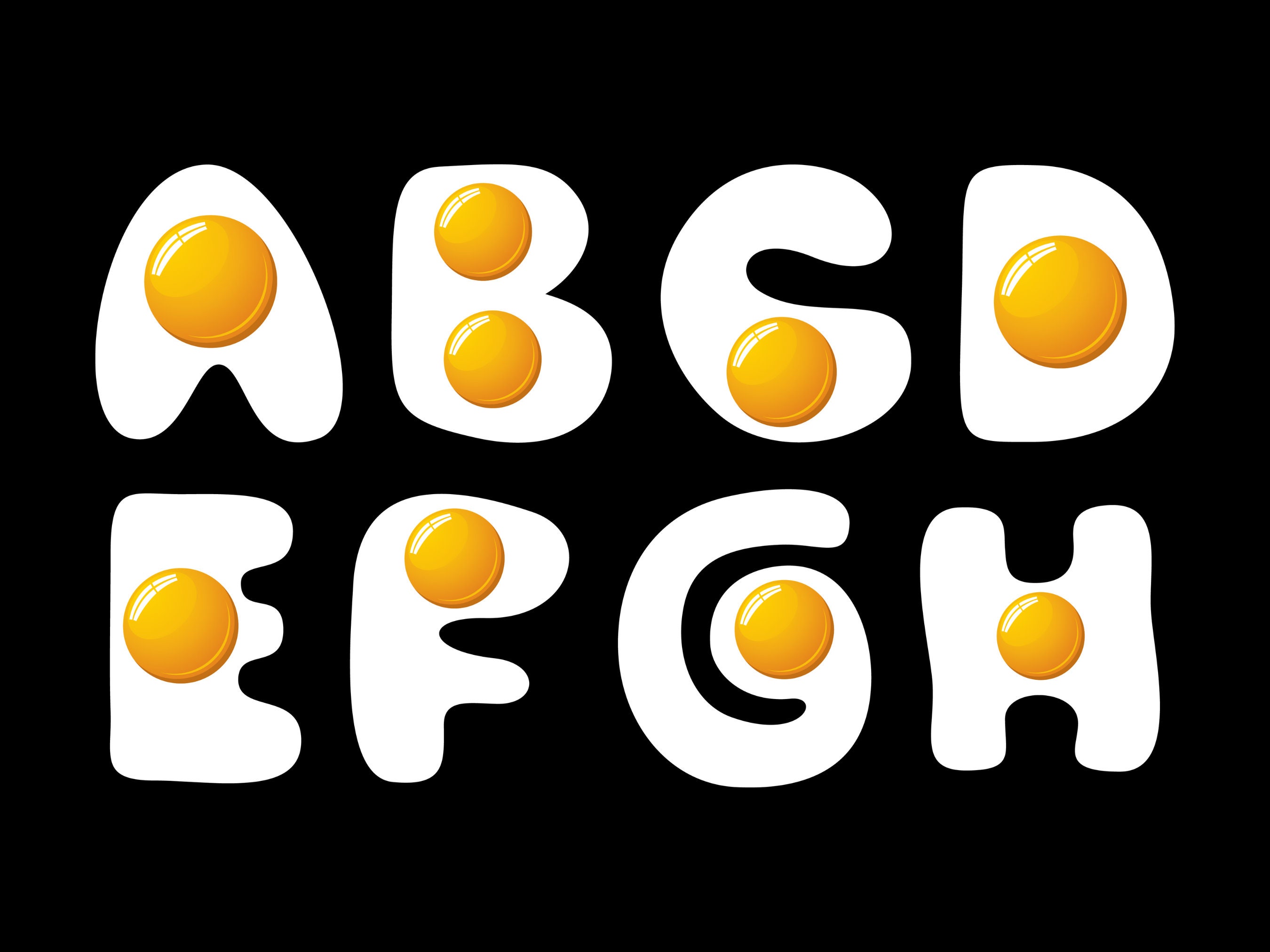 Fried Egg Alphabet Clipart, Sunny Side Alphabet Vector Png Svg Eps Ai ...