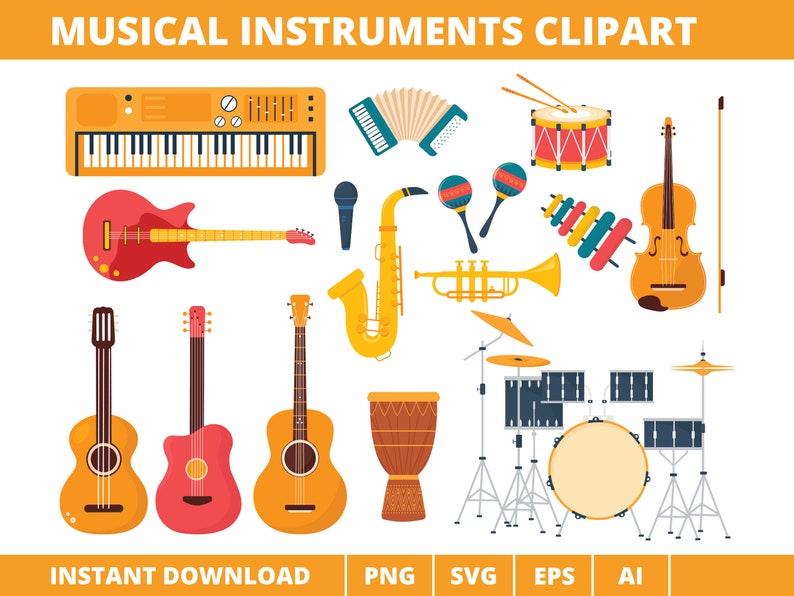 Musical Instruments Clip Art, Musical Instruments Vector Png Svg Eps Ai ...