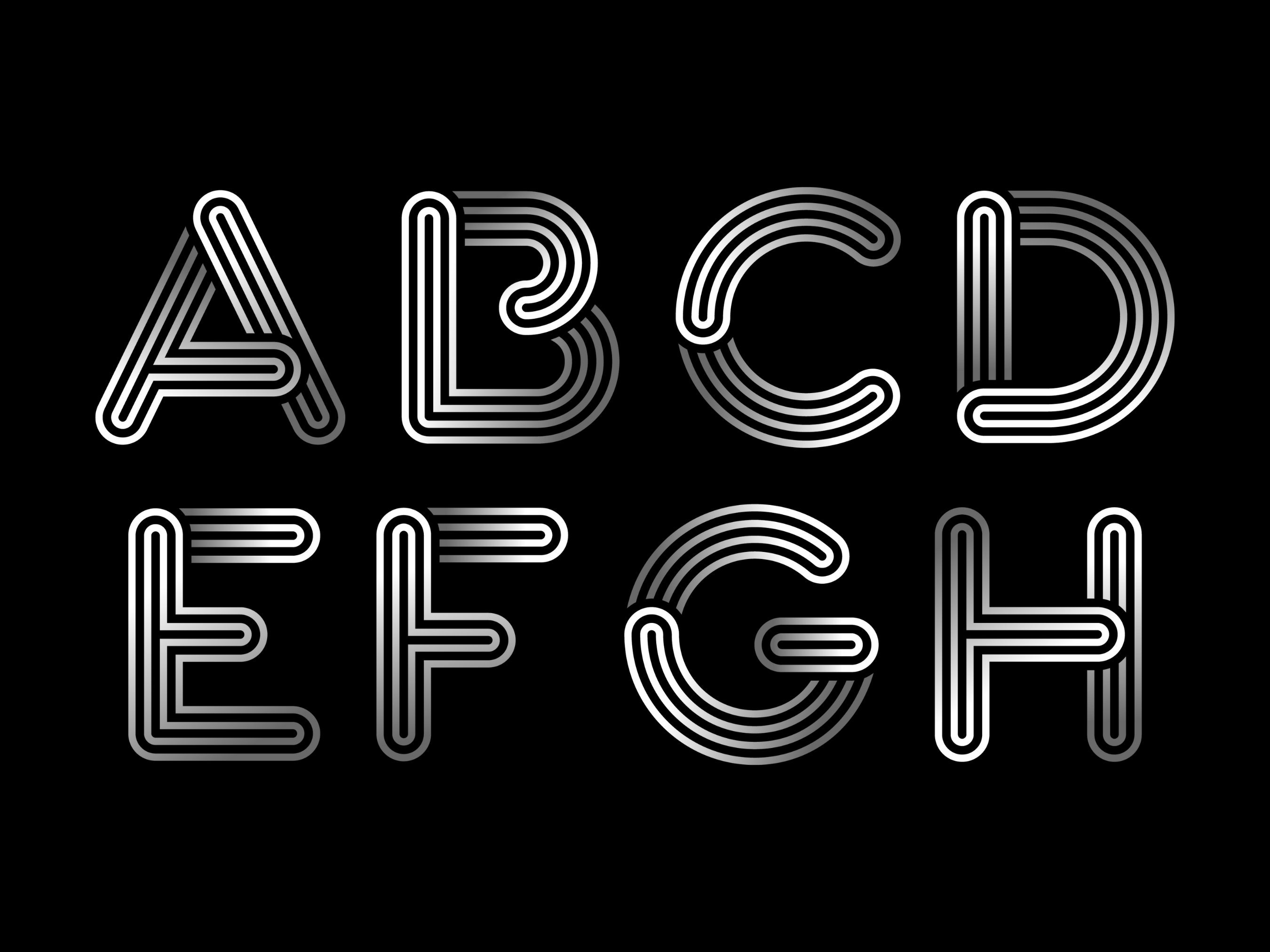 Metal Stripe Alphabet Clipart Metal Stripe Alphabet Vector - Etsy