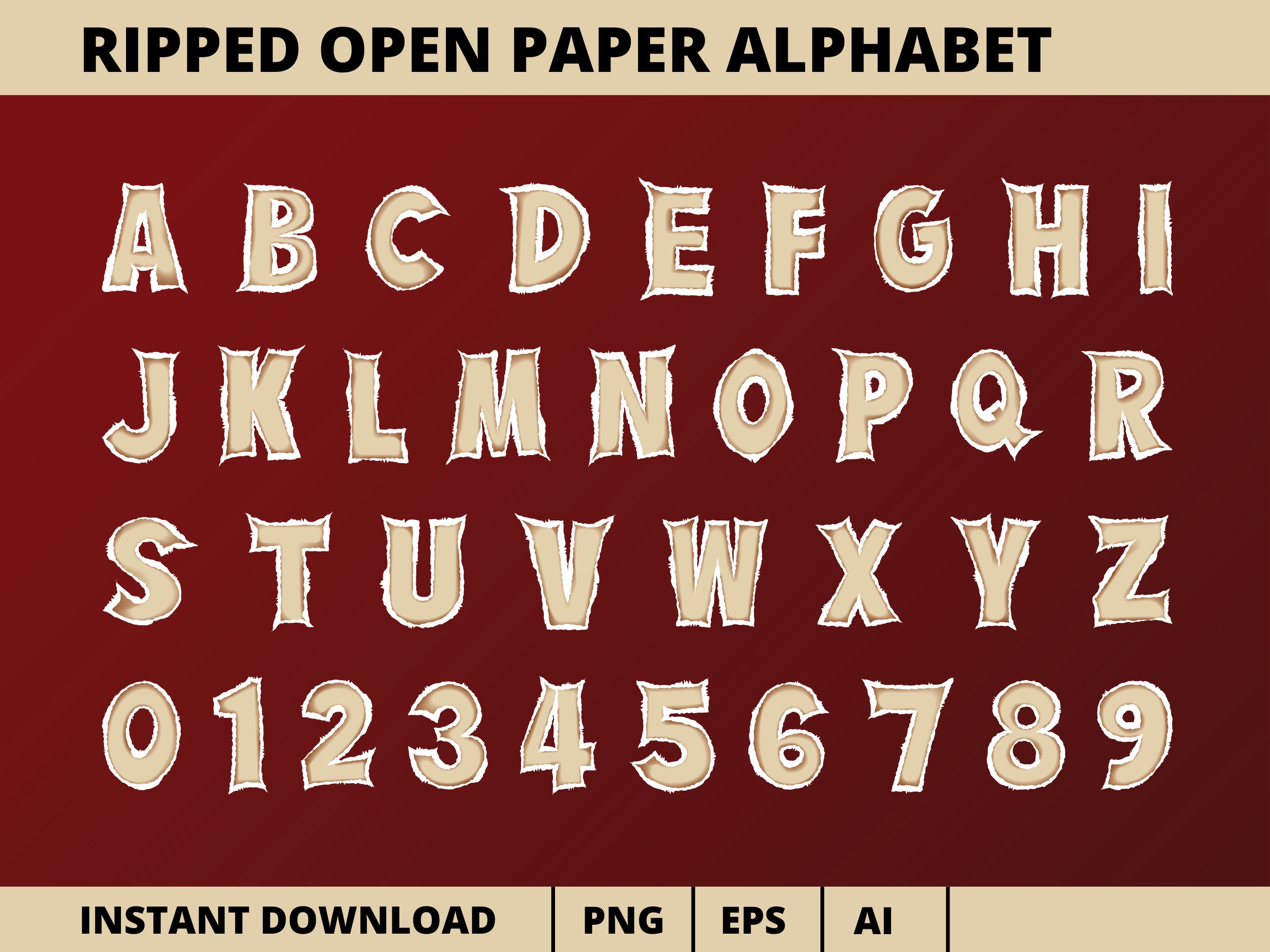 Ripped Open Paper Alphabet Clipart Ripped Alphabet Vector Png - Etsy