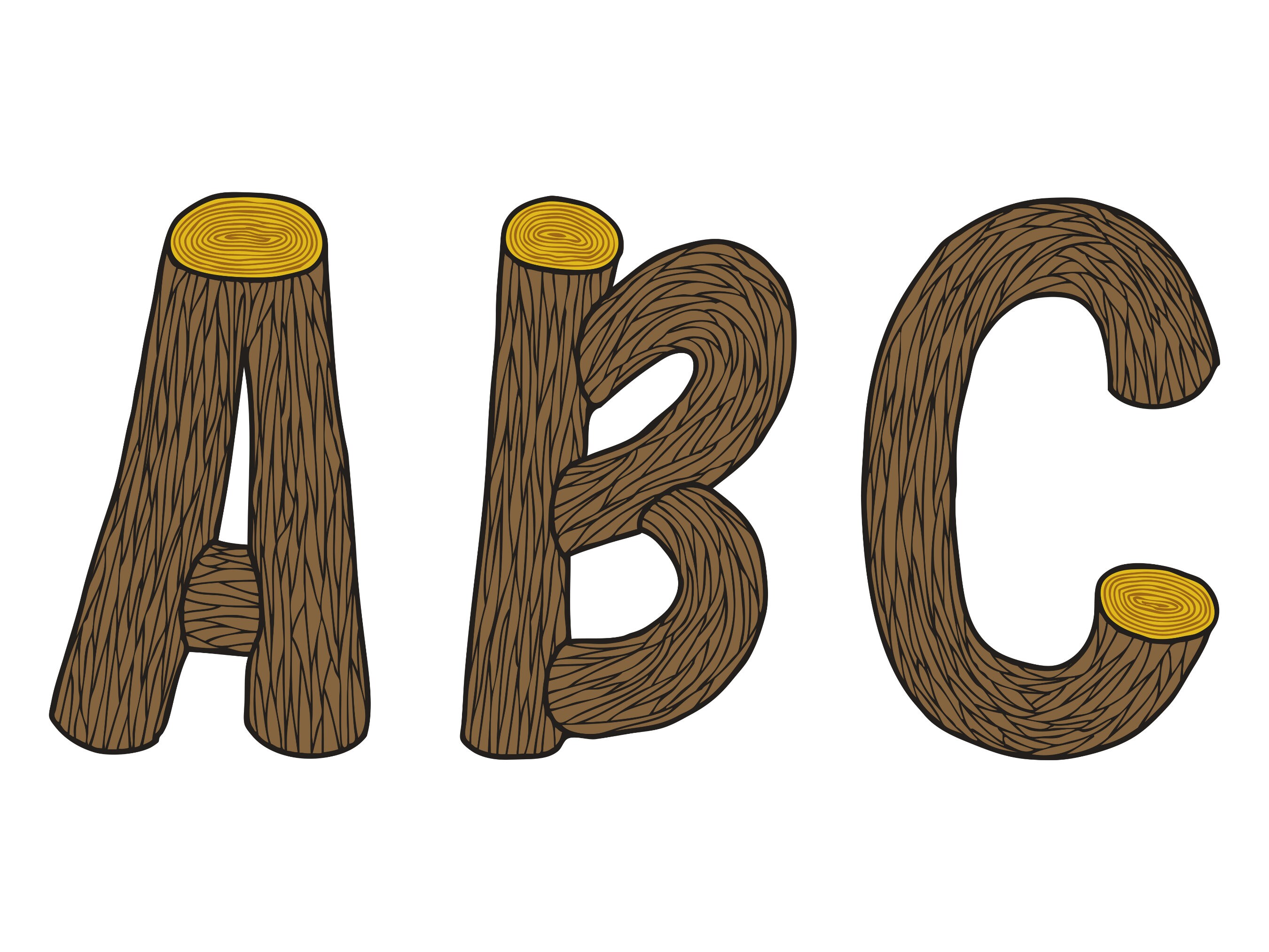 Round Wood Alphabet Clipart, Wood Alphabet Vector Png Svg Eps Ai, Wood ...