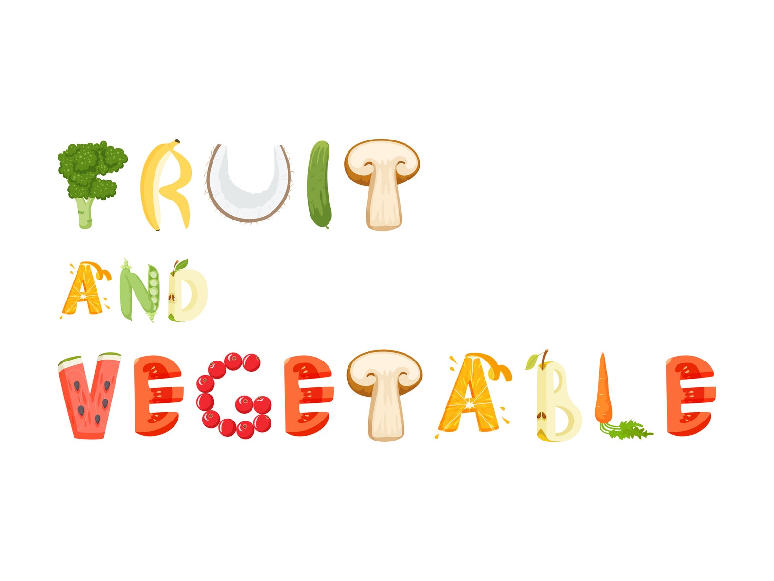 Fruit and Vegetable Alphabet Clipart, Fruit and Vegetable Alphabet ...