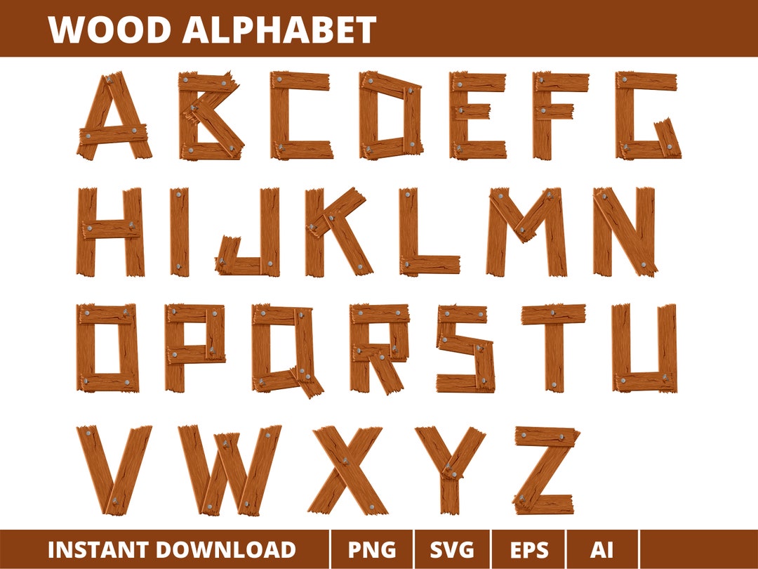 Wood Board Alphabet Clipart, Wood Alphabet Vector Png Svg Eps Ai, Wood ...