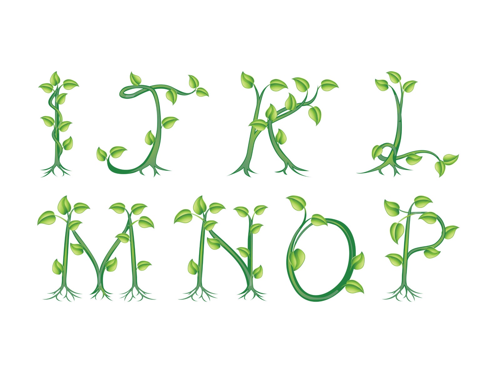 Plant Alphabet Clipart, Botanical Alphabet Vector Png Svg Eps Ai ...