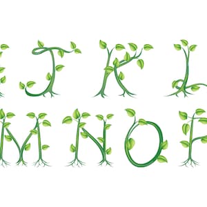 Plant Alphabet Clipart, Botanical Alphabet Vector Png Svg Eps Ai ...