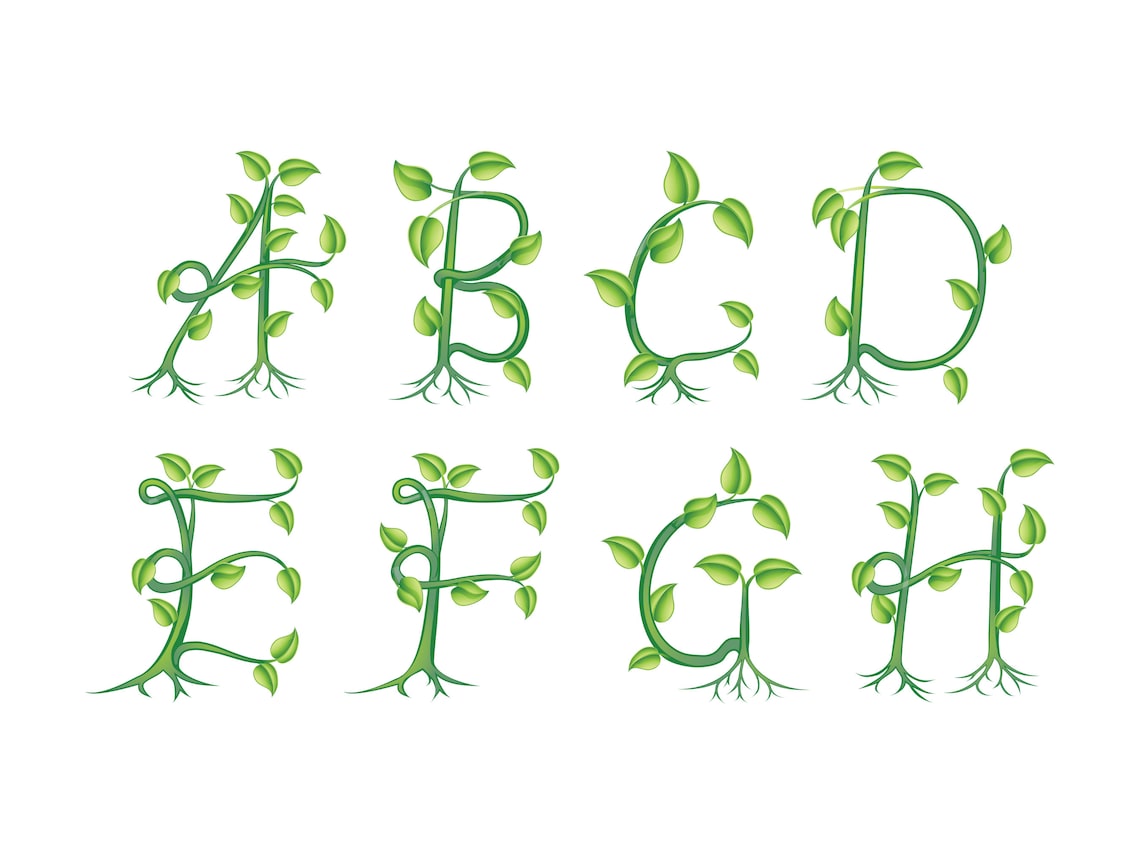 Plant Alphabet Clipart, Botanical Alphabet Vector Png Svg Eps Ai ...