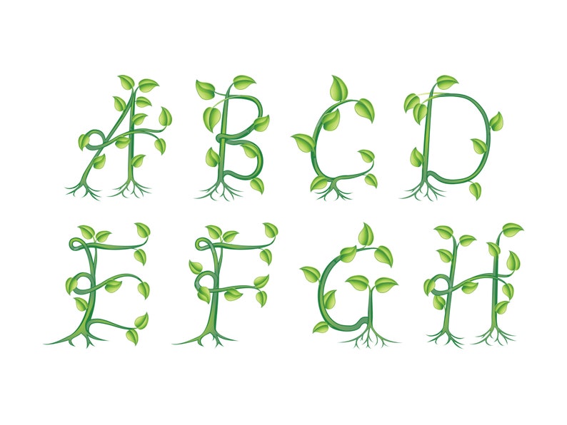 Plant Alphabet Clipart, Botanical Alphabet Vector Png Svg Eps Ai ...