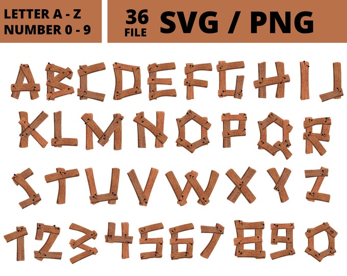 WOOD ALPHABET SVG, Plank Alphabet Svg, Wood Font Letters and Numbers ...