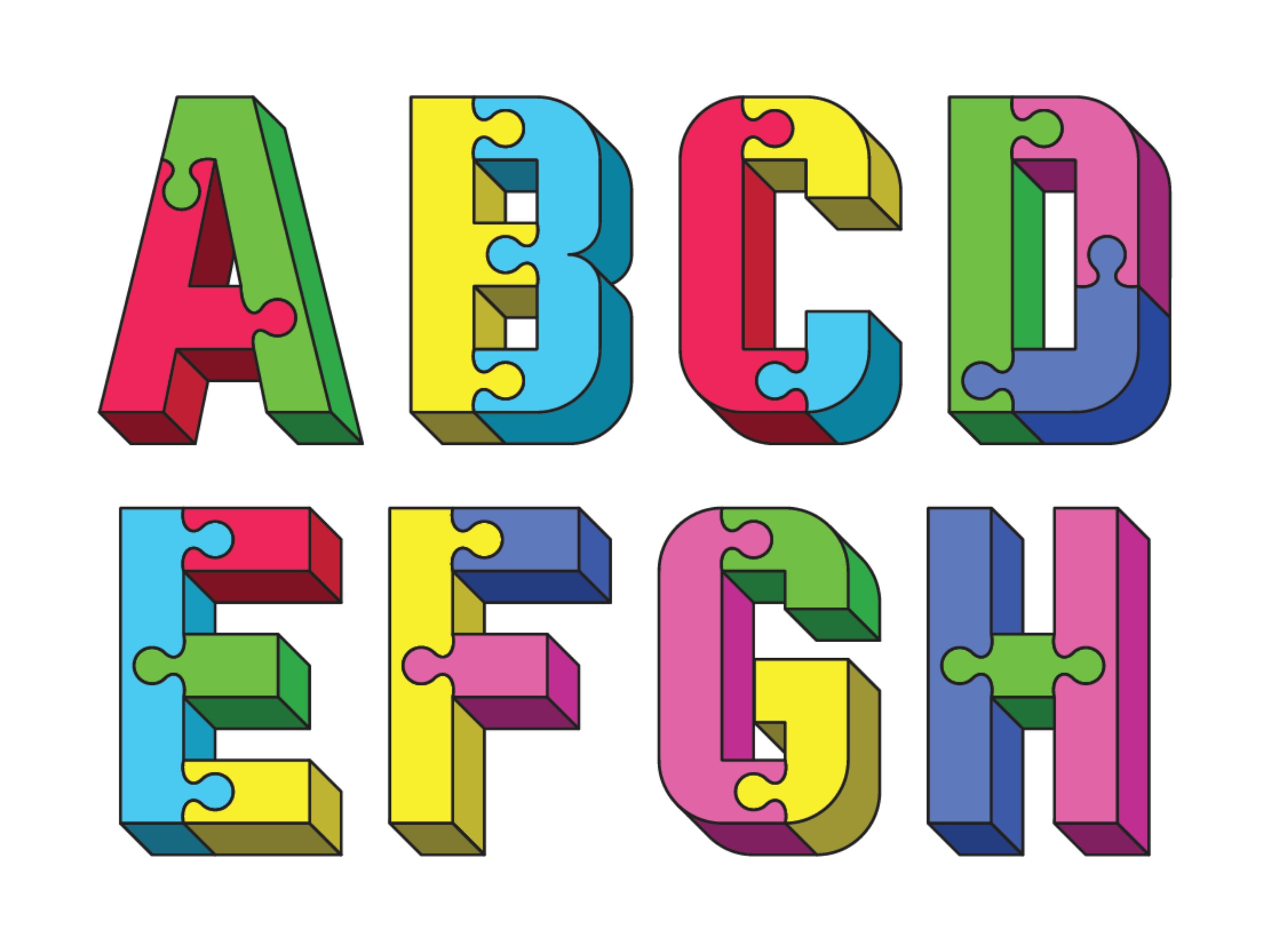 Puzzle Alphabet Clipart, Jigsaw Alphabet Vector Png Svg Eps Ai, 3D ...