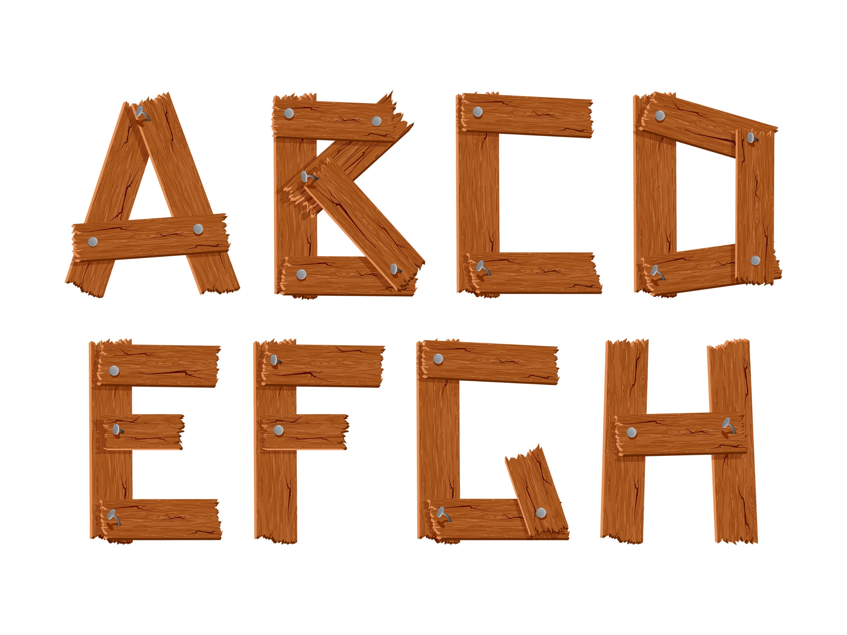 Wood Board Alphabet Clipart, Wood Alphabet Vector Png Svg Eps Ai, Wood ...